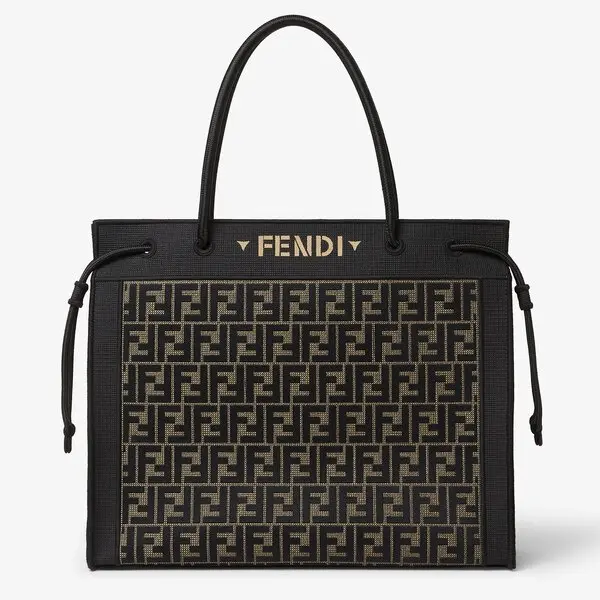 Fendi Magic Shopper Large Ff Embroidered Fabric Shopper - [brown]